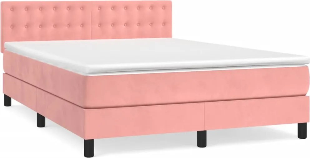 Box spring postel s matrací růžová 140x200 cm samet 3141550
