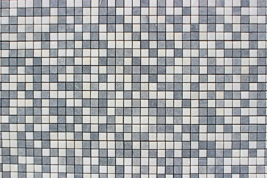 ALFIstyle Kamenná mozaika z mramoru, Square white and grey