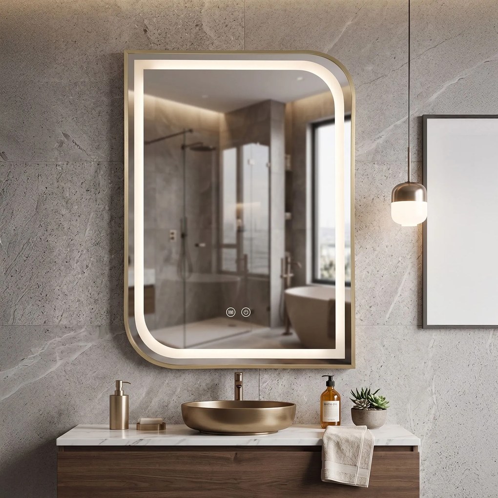 Rea Zone, LED zrcadlo, 60x80 cm, zlatá matná, HOM-00209