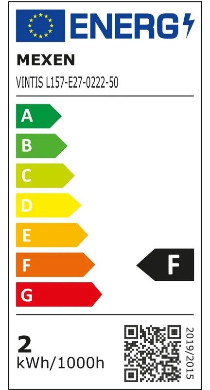 Mexen Vintis, LED žárovka E27, G95, 2W, Teplá - 2200K, 180 lm, jantarová - L157-E27-0222-50