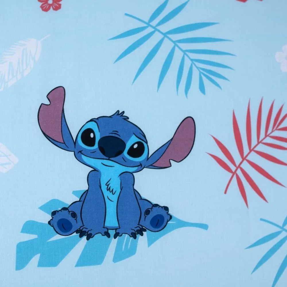 Modré napínací bavlněné dětské prostěradlo na jednolůžko 90x200 cm Lilo & Stitch "Blue" – Jerry Fabrics