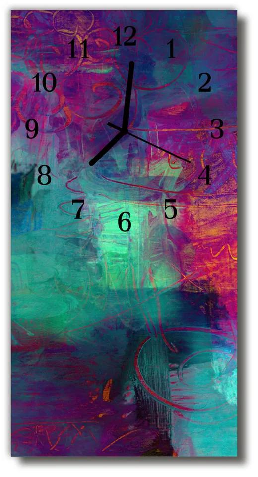 Skleněné hodiny vertikální Abstrakce barevných čar 30x60 cm
