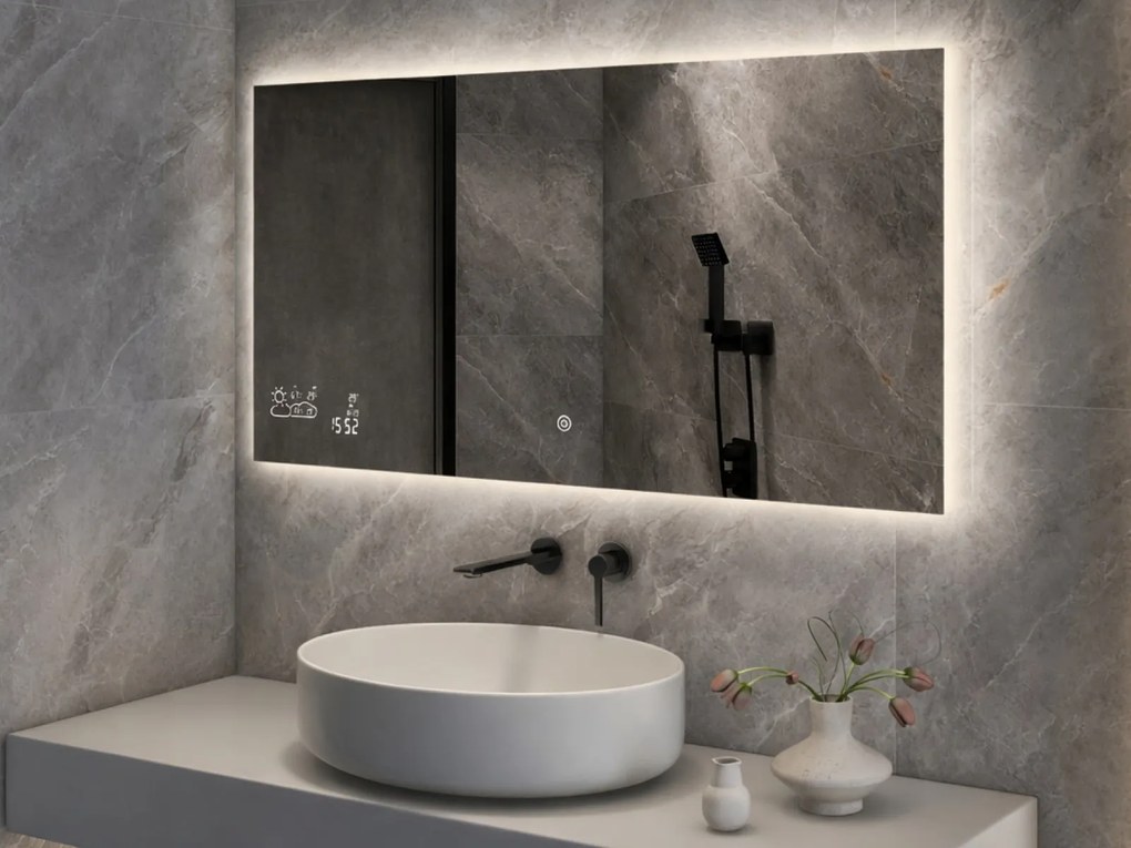 Chytré infrazrcadlo SMART MIRROR 350W | Výhřevnost 6,3 m2 | 100x60 cm | WiFi termostat | Dálkové ovládání | LED světlo | Zrcadlo na šířku