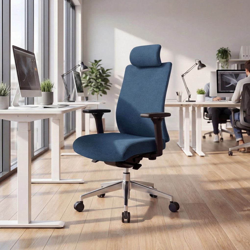 Ergonomická otočná kancelářská židle, tmavě modrá: VECTOR
