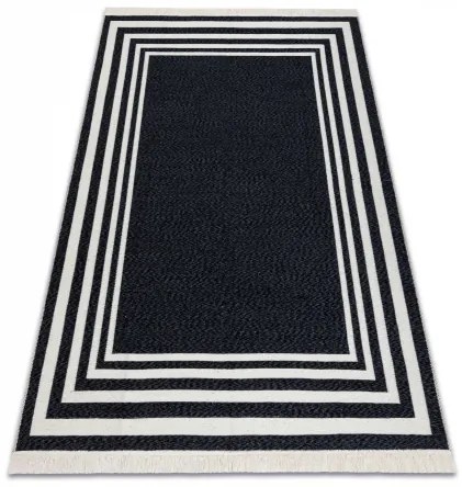 koberec TWIN 22990 Vzor rámu, bavlna, oboustranný, Ekologické třásně velikost 160x220 cm | krásné koberce cz