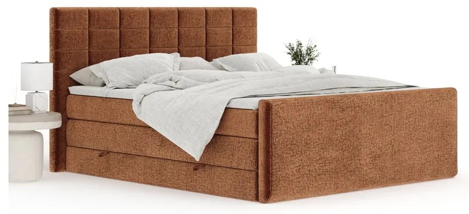 Oranžová boxspring postel s úložným prostorem 180x200 cm Ava – Maison de Rêve