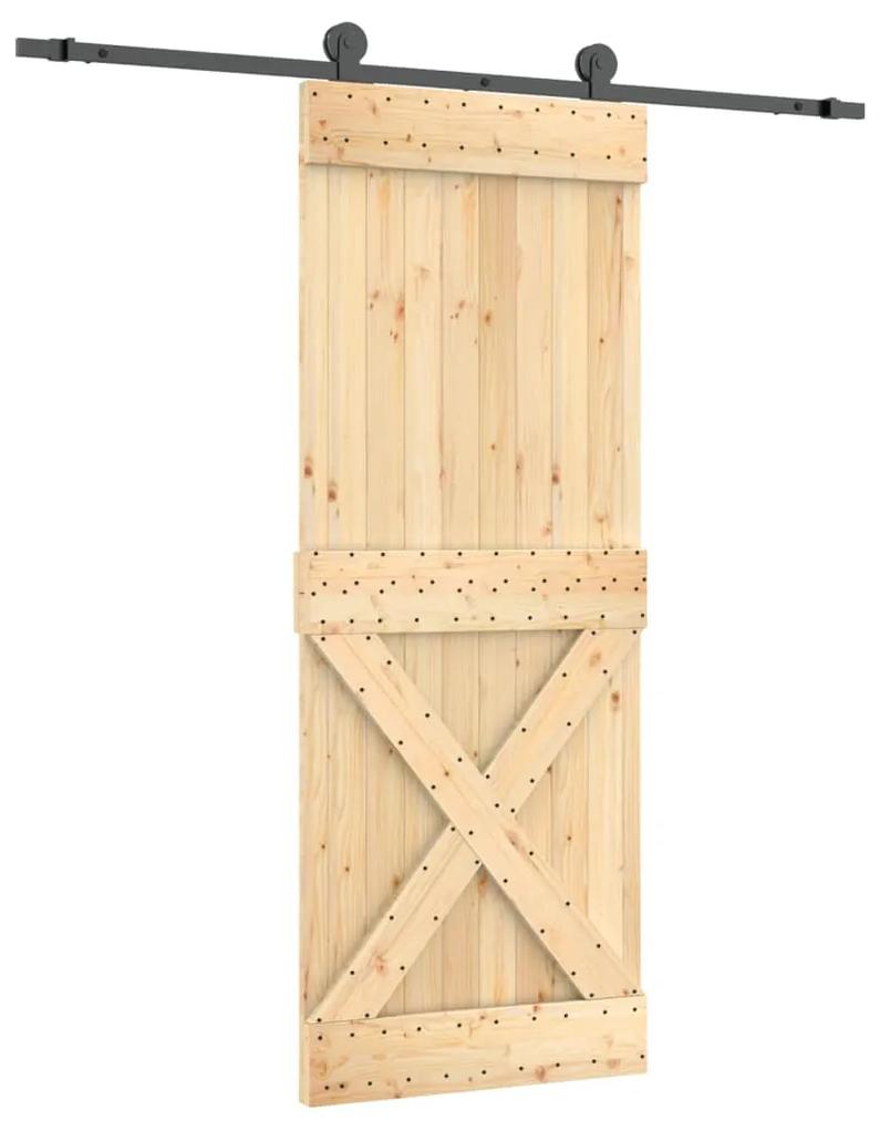 Posuvné dveře s kováním 80 x 210 cm masivní borové dřevo,  3203077