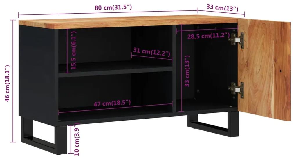 TV skříňka 80 x 33 x 46 cm masivní akácie a kompozitní dřevo - Default Title