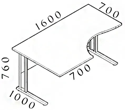 Ergonomický stůl Visio 160 x 100 cm, levý, bílá