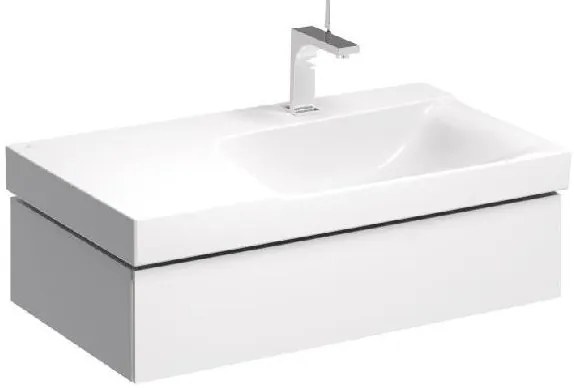 Geberit Xeno 2 - Skříňka pod umyvadlo 90 cm s odkládací plochou, zásuvka s LED svítidlem, lesklá bílá 500.514.01.1