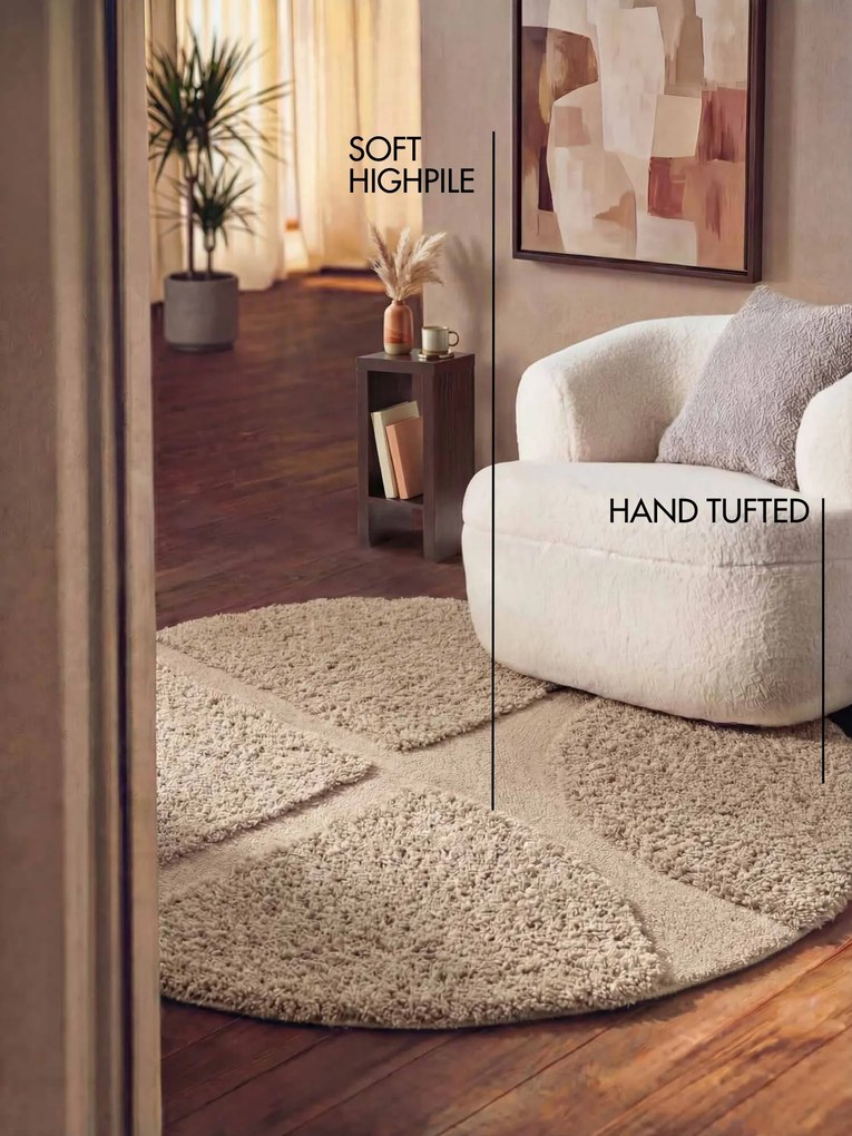 Ted Baker, Kusový koberec Ted Baker Lambeth 106370 Beige kruh, 200x200, béžová, dětský pokoj