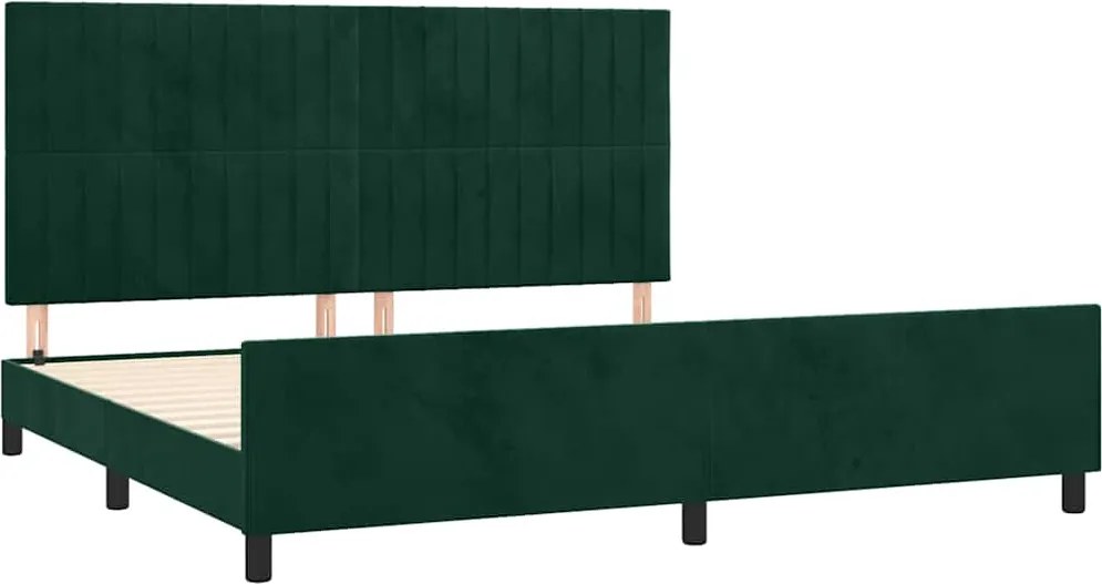 Rám postele bez matrace tmavě zelená 200 x 200 cm samet 3125900