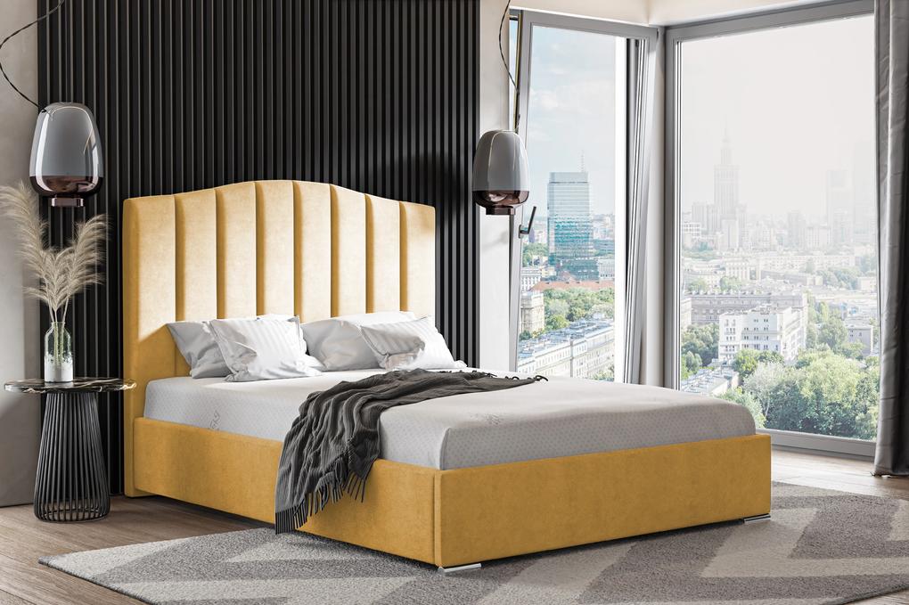 Eka Čalouněná postel MARGOT 90x200 cm Barva látky Trinity: (2318) Žlutá, Úložný prostor: S dřevěným rámem úložného prostoru