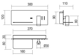 Redo 01-2985 - LED Nástěnné bodové svítidlo BROOK LED/8W/230V + LED/3W USB černá