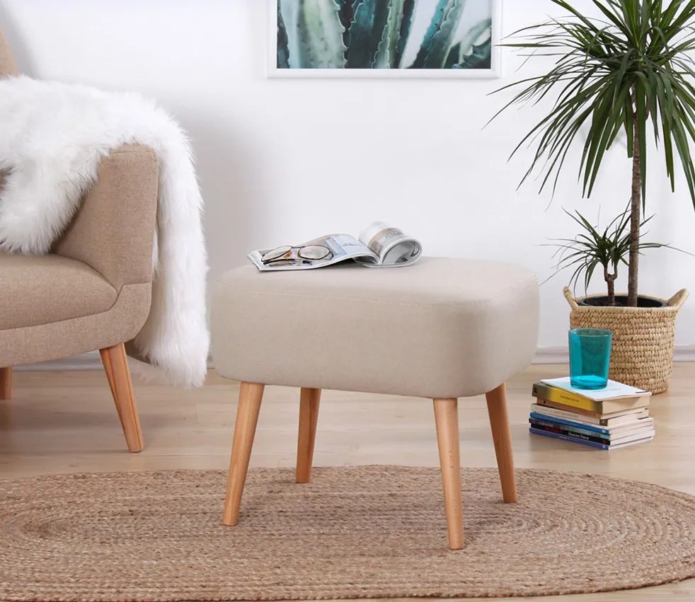 Atelier del Sofa Taburet Parrot - Cream, Krémová