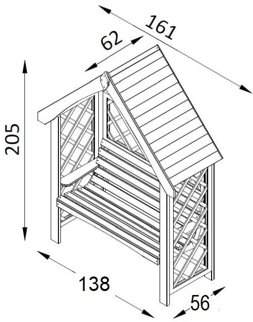 Lavice s pergolou - stříška Osobní odběr/vlastní doprava bez montáže