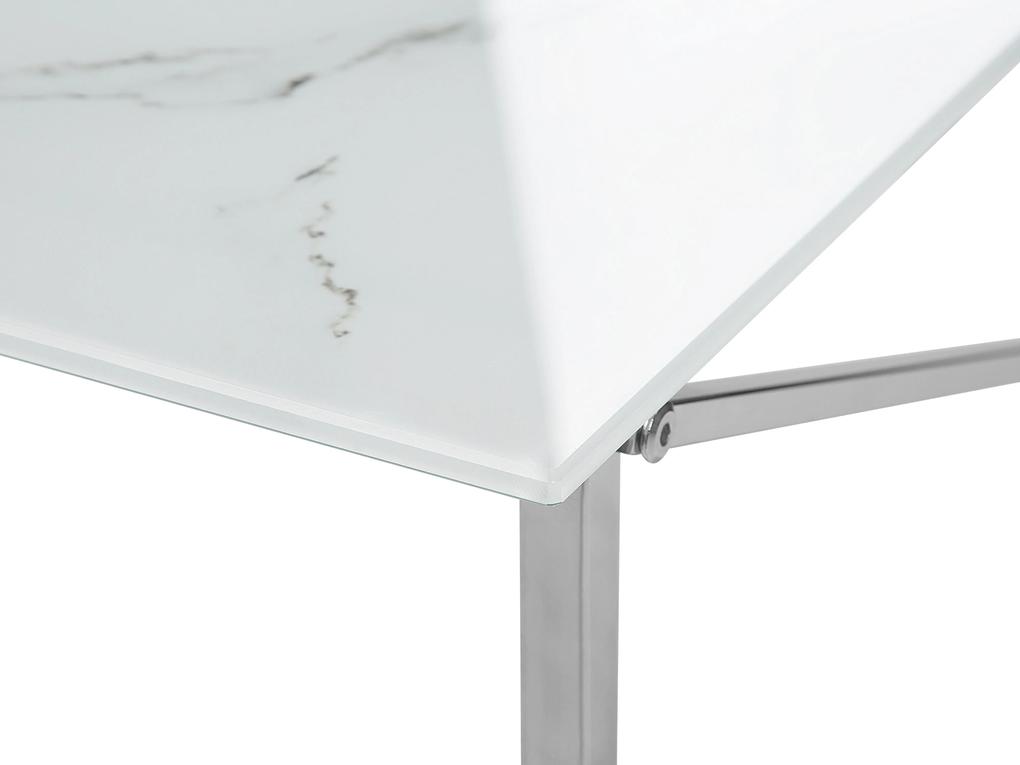 Konferenční stolek s mramorovým efektem bílý/stříbrný EMPORIA Beliani