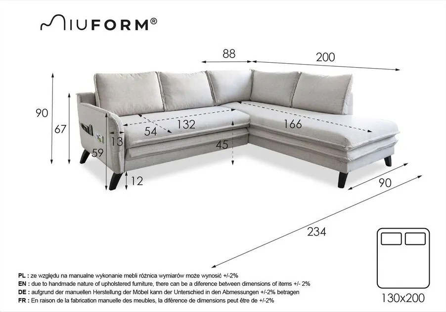 Béžová rozkládací rohová pohovka (pravý roh) Charming Charlie – Miuform