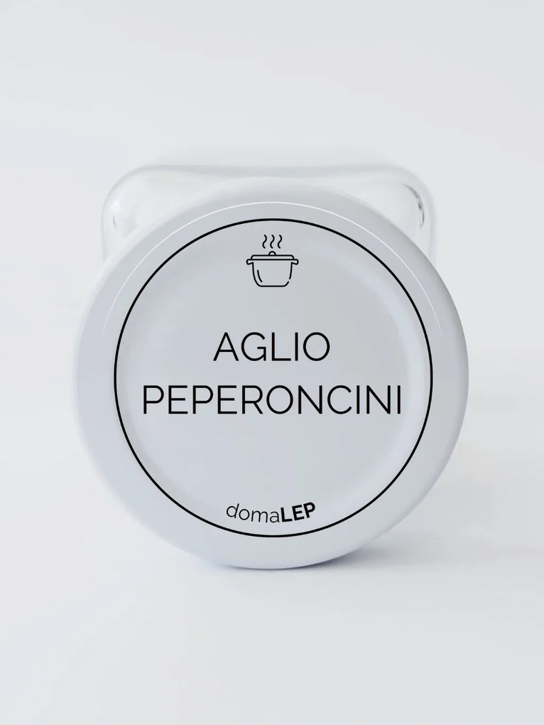 Samolepka na kořenky AGLIO PEPERONCNI průhledná 5 cm základní písmo