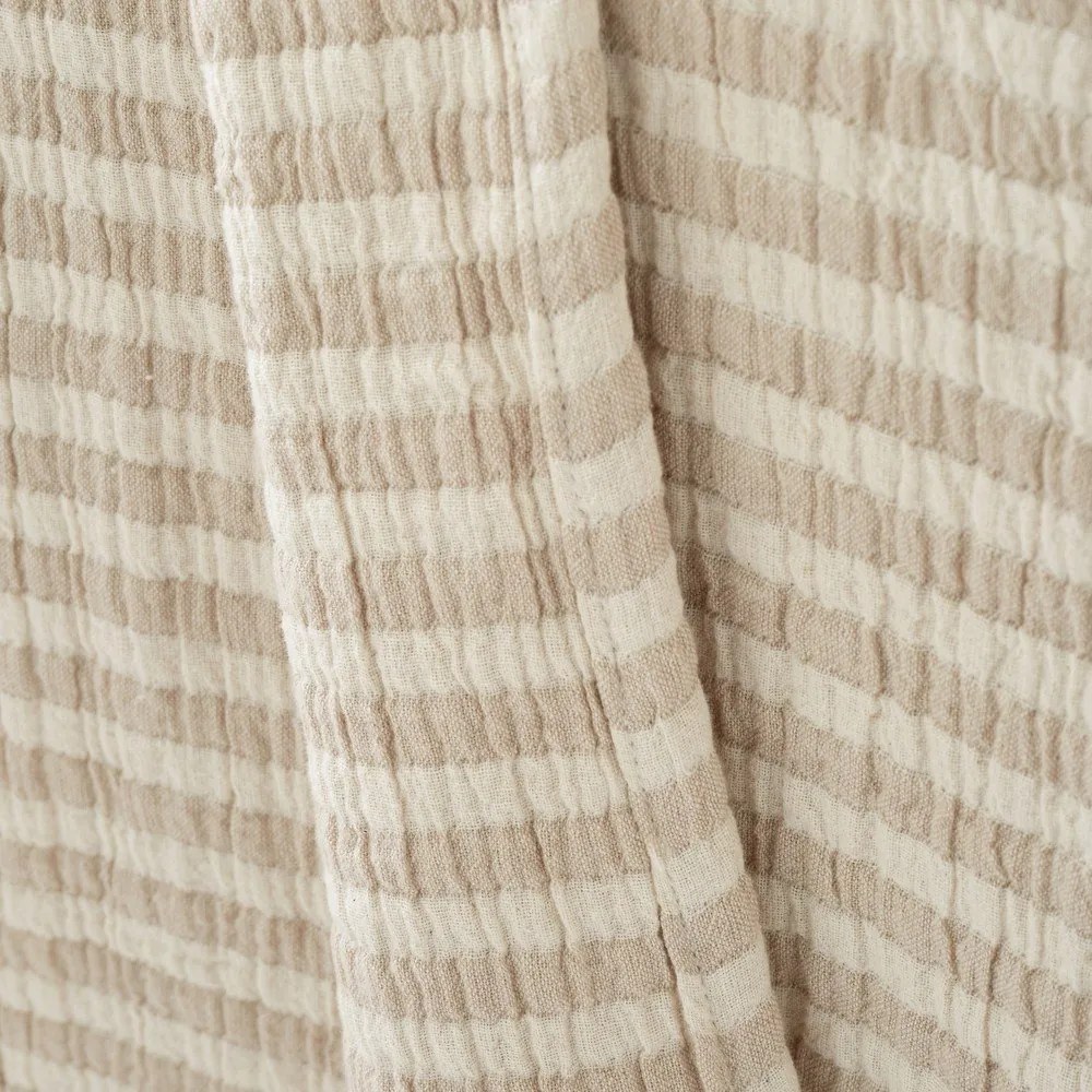 Bavlněná deka v přírodní barvě 150x200 cm Cotton Muslin Stripe – Bianca