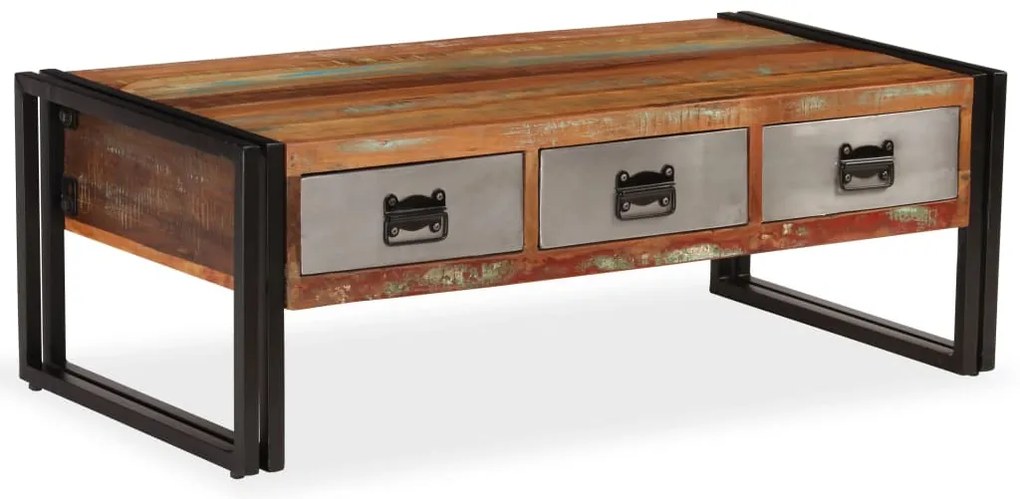 Konferenční stolek se 3 zásuvkami recyklované dřevo 100x50x35cm 244941