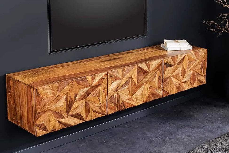 Designová závěsná skříňka pod TV Alpine Sheesham 160cm