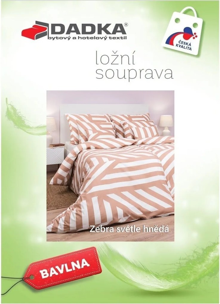 Bavlněné povlečení Zebra světle hnědé 140x200, 70x90 cm