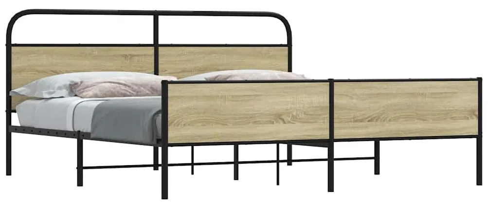 Kovový rám postele bez matrace dub sonoma 180 x 200 cm 3318695