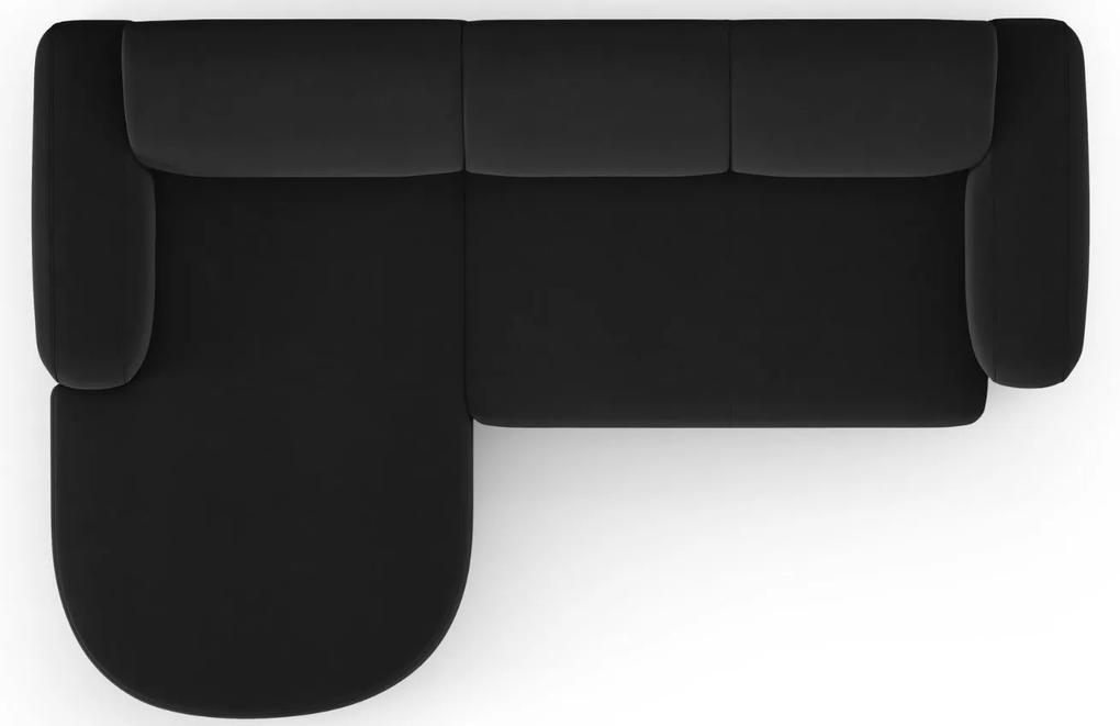 Černá sametová rohová pohovka MICADONI Greta 250 cm, levá