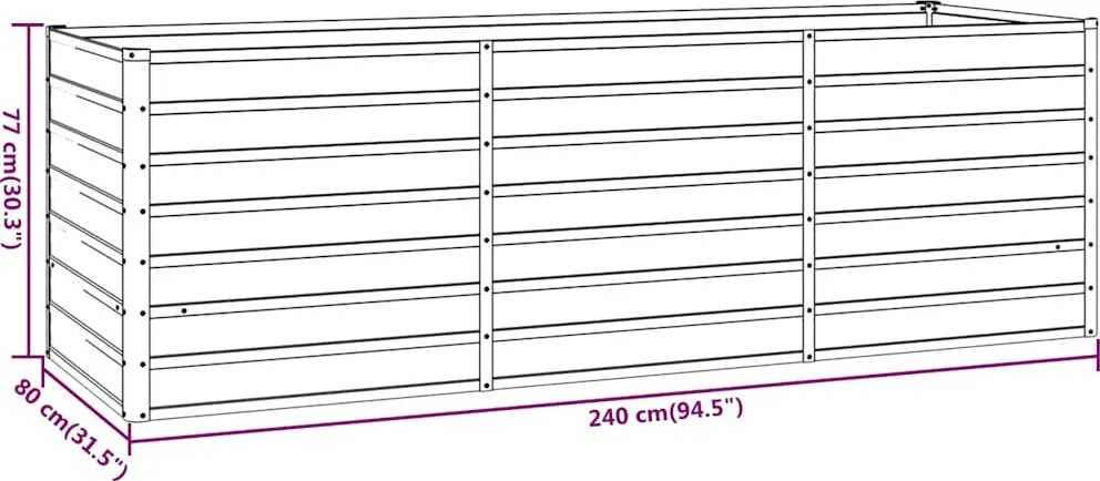 vidaXL Zahradní vyvýšený záhon rezavý 240 x 80 x 77 cm cortenová ocel [151961]