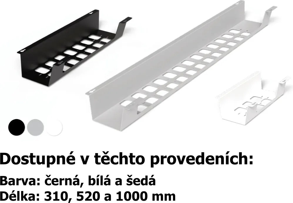 In-Design Držák kabelů a zásuvek pod stůl BOXIT V bílý Šířka držáku kabelu: 310 mm