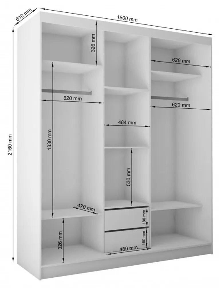 Kvalitní Šatní Skříň Tanna 180 cm Bílá/fialová