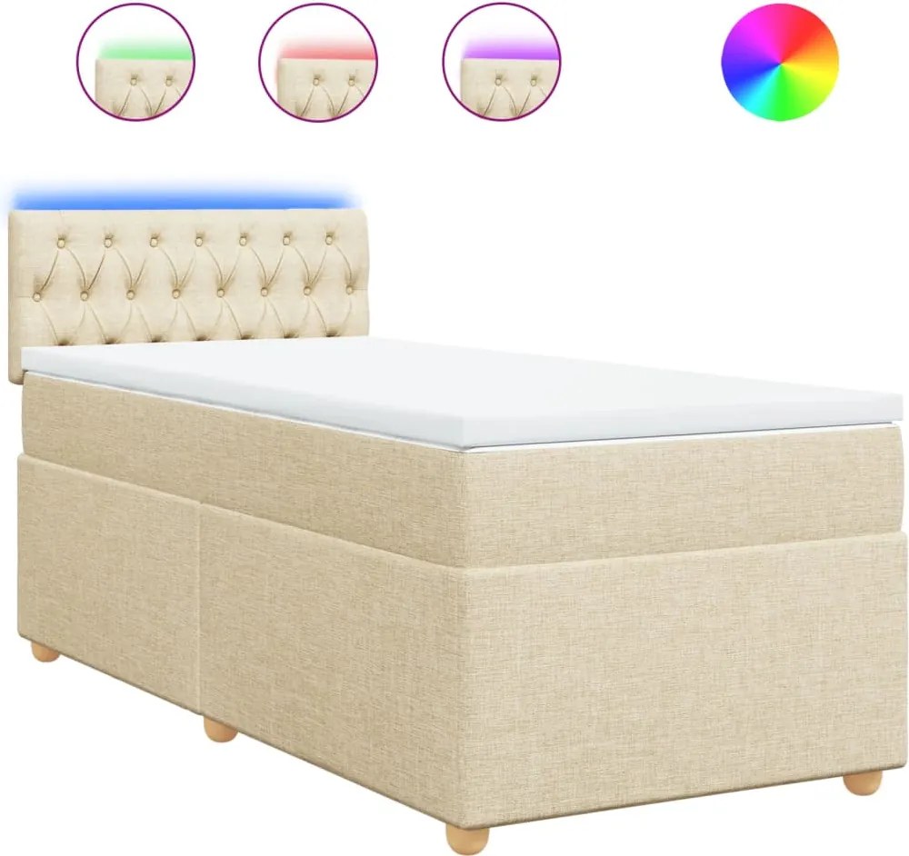 Box spring postel s matrací krémová 90x200 cm textil 3288875