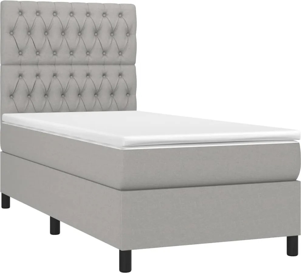 Box spring postel s matrací světle šedá 90x200 cm textil 3141985