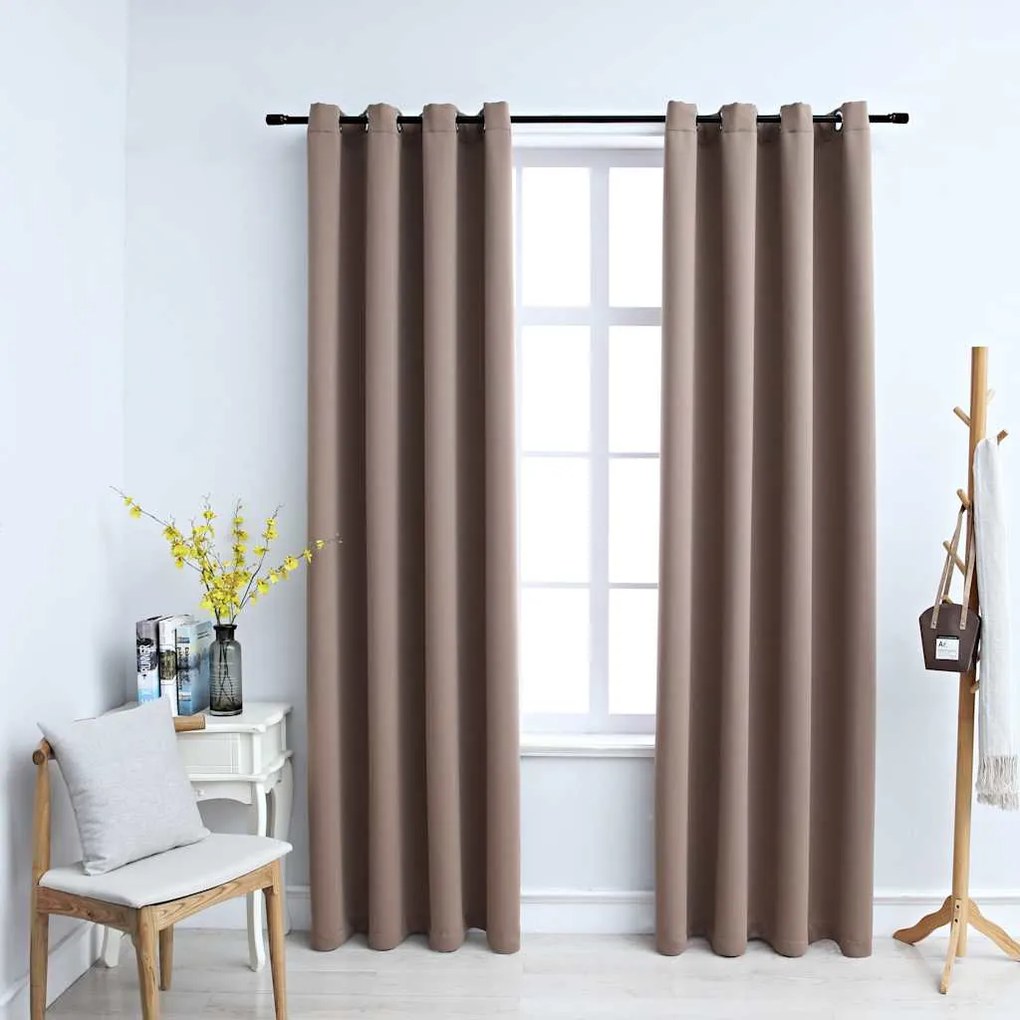 Zatemňovací závěsy s kovovými kroužky 2 ks taupe 140 x 225 cm 134435