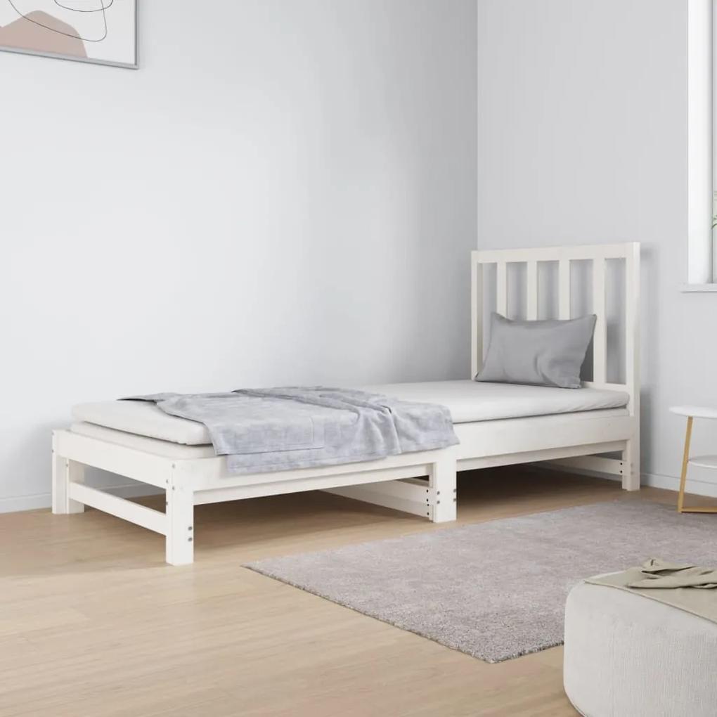 Výsuvná postel bílá 2x (90 x 190) cm masivní borovice,  3124753
