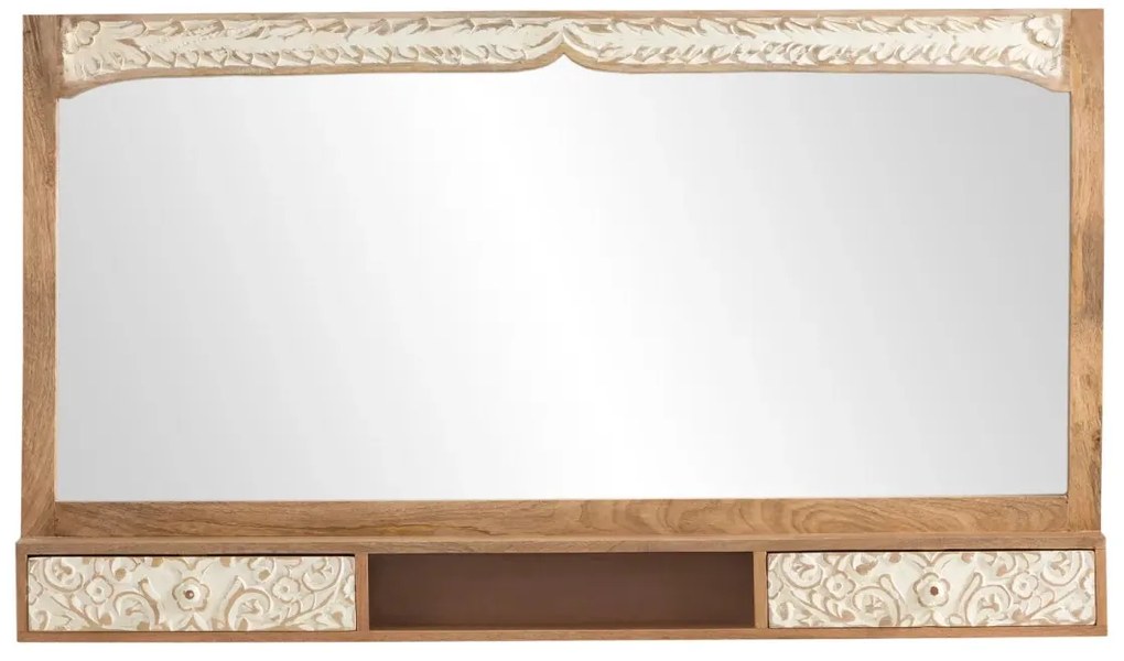 furniture-nabytek.cz - Masivní koupelnové zrcadlo Delmar z mangového dřeva, lakované, hnědé – 130×75 cm