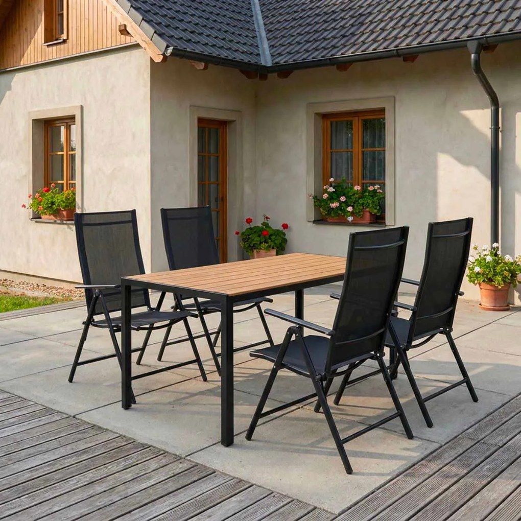 Vikio Zahradní set 140x80 pro 4 osoby skládací židle V134-P2 přírodní