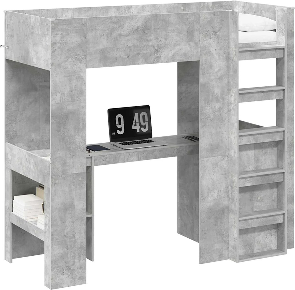 Rám patrové postele se stolem Betonově šedá 75 x 190 cm 3410430