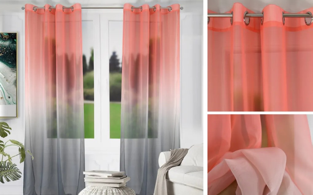 Deveri Hotový ombre závěs na kroužcích 150x250cm různé barvy Barva: Hnědá