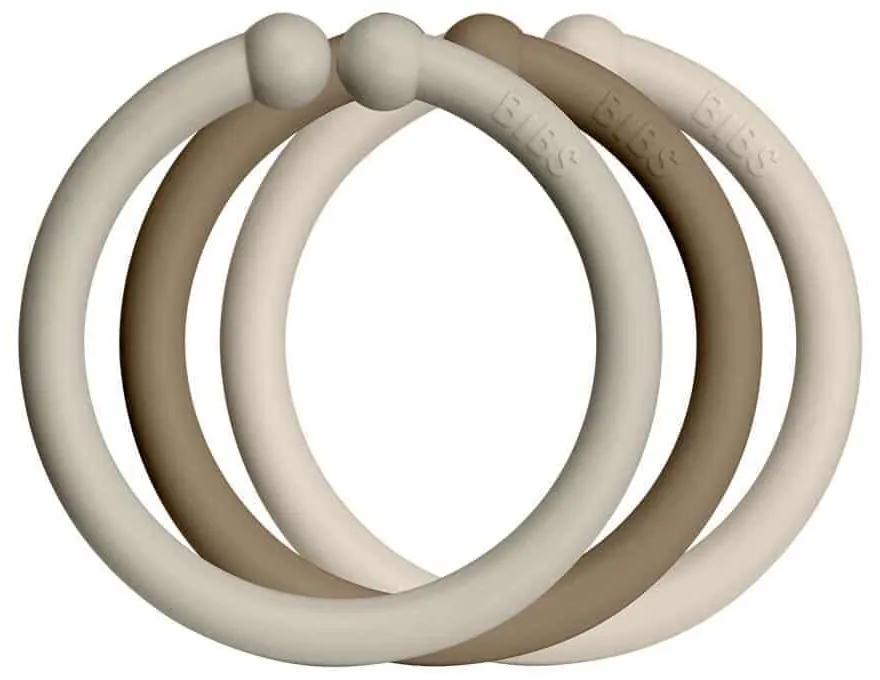 Bibs Loops kroužky 12 ks Sand-dark-oak-vanilla
