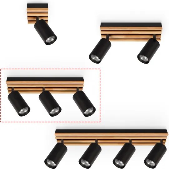 Brilagi - Bodové svítidlo SELE WOOD ACOUSTIC 3xGU10/30W/230V černá/dřevo