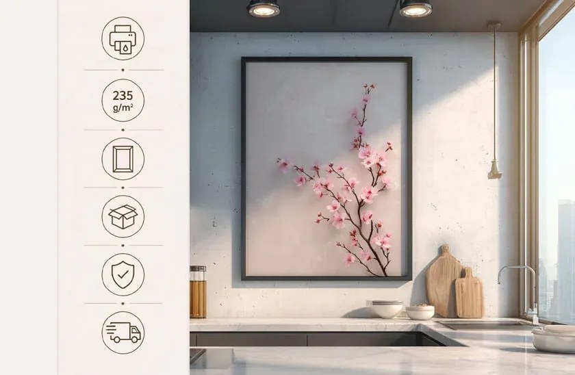 Jemný dotek jara - obraz - Květ sakury v minimalistickém stylu 63 - A2 – 420 × 594 mm - 449 Kč