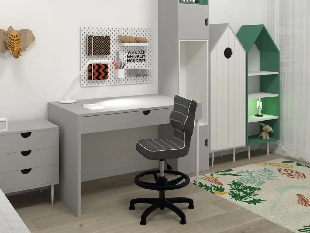 Dětská ergonomická židle bez koleček k psacímu stolu TMAVĚ ŠEDÁ Zvolte rozměr: dítě 119 - 142 cm (výška stolu 71 - 82 cm)