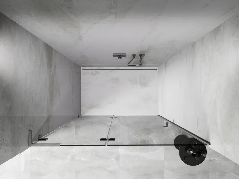 Mexen, Mexen Lunar L levé otočné sprchové dveře 140 cm, transparentní, broušený nikl - 834L-140-000-97-00-L