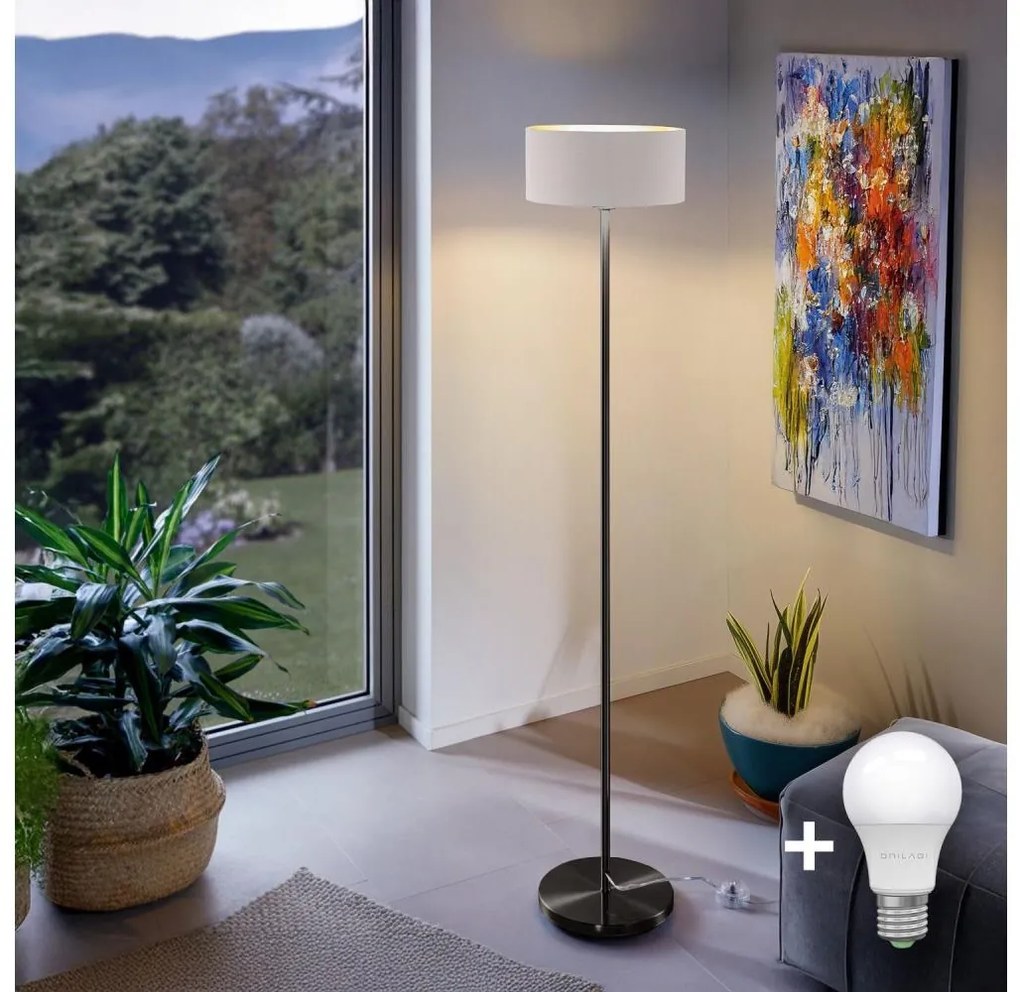 LED Stojací lampa TUNJA 1xE27/20W/230V pr. 30 cm černá/bílá