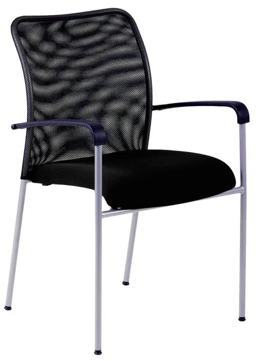 Jednací kovová židle Office Pro TRITON NET – s područkami NET černá