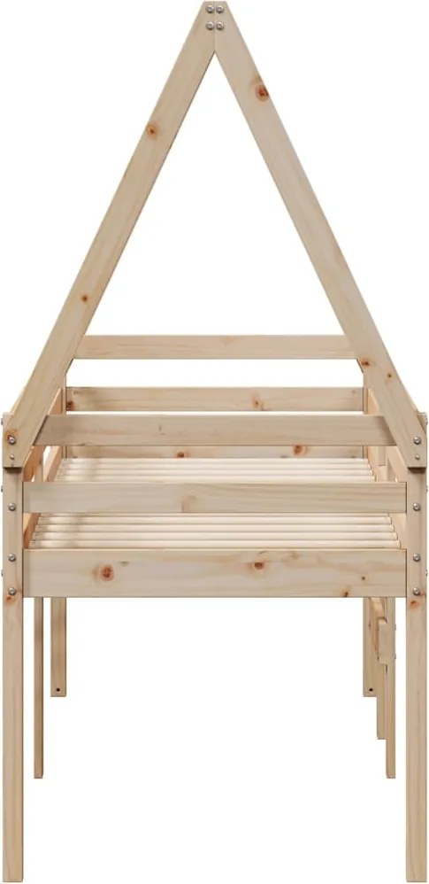Patrová postel se střechou 75 x 190 cm masivní borové dřevo 3282101
