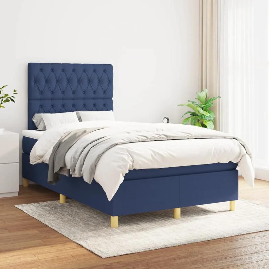 Box spring postel s matrací modrá 120x200 cm textil,  3142567