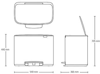 Bo pedálový odpadkový koš na tříděný odpad Brabantia - 34 L (11/23), matná černá